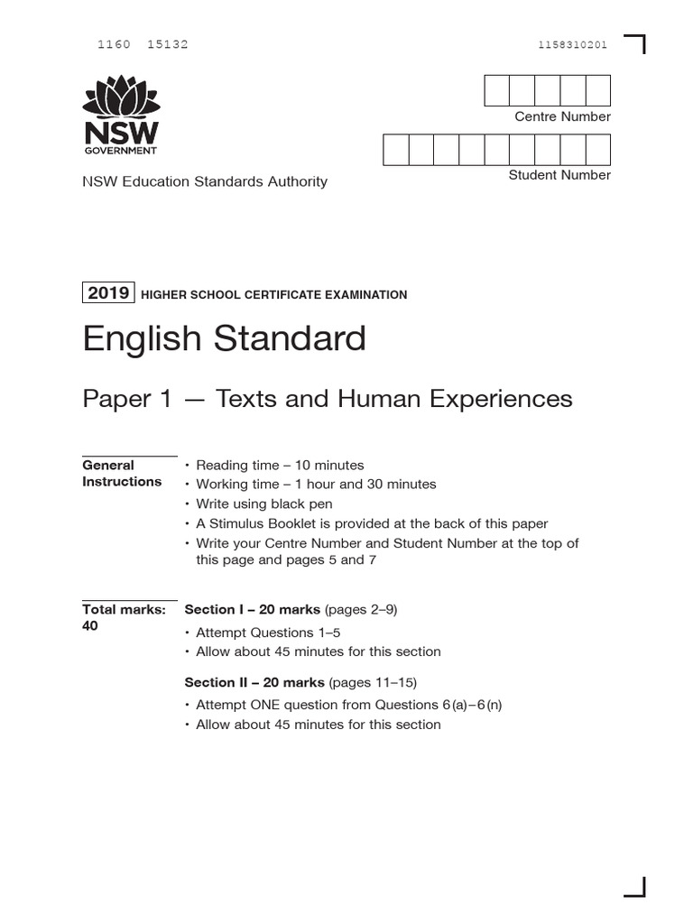 HSC 2019 Paper 1 | PDF