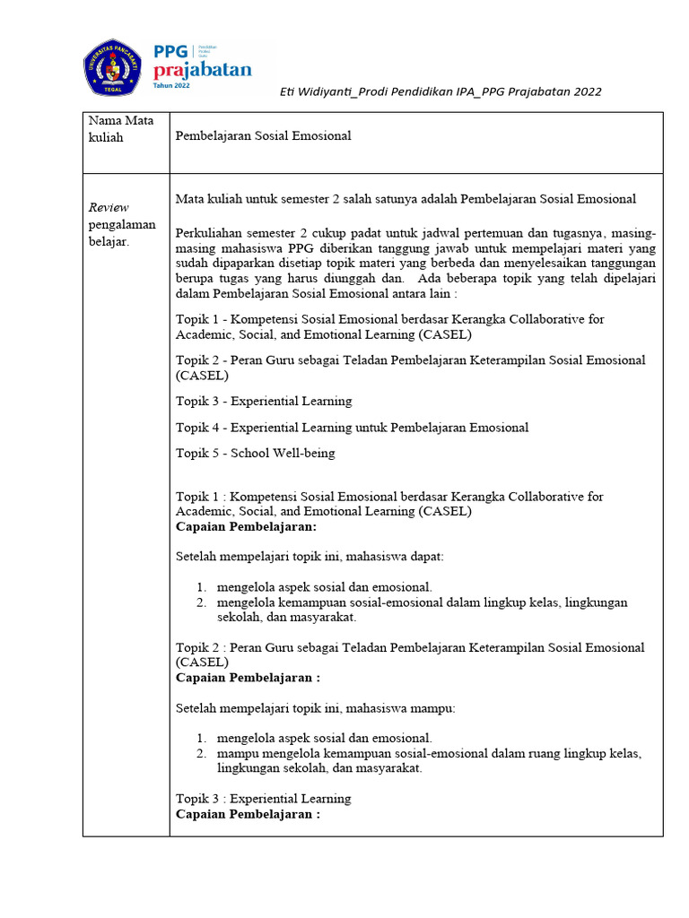 Jurnal Refleksi - Eti Widiyanti - PSE | PDF | Karier & Perkembangan