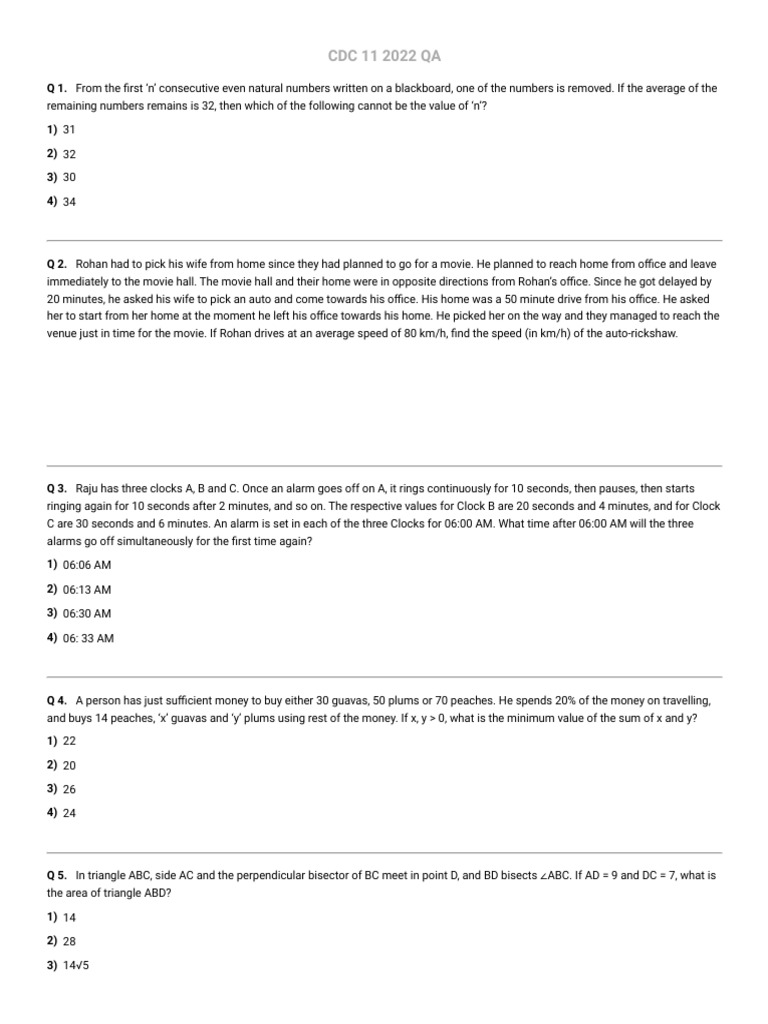 CDC 11 2022 Qa | PDF | Circle | Mathematics