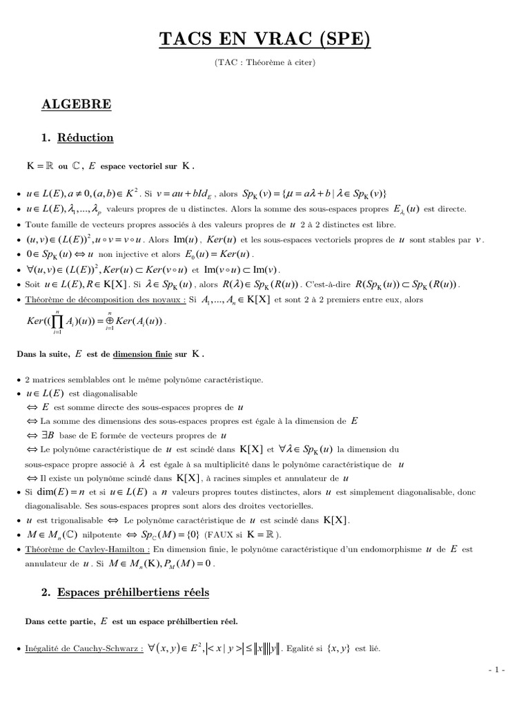 Formulaire Maths Spe | PDF