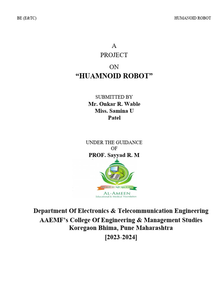 Humanoid Robot | PDF | Electric Motor | Artificial Intelligence