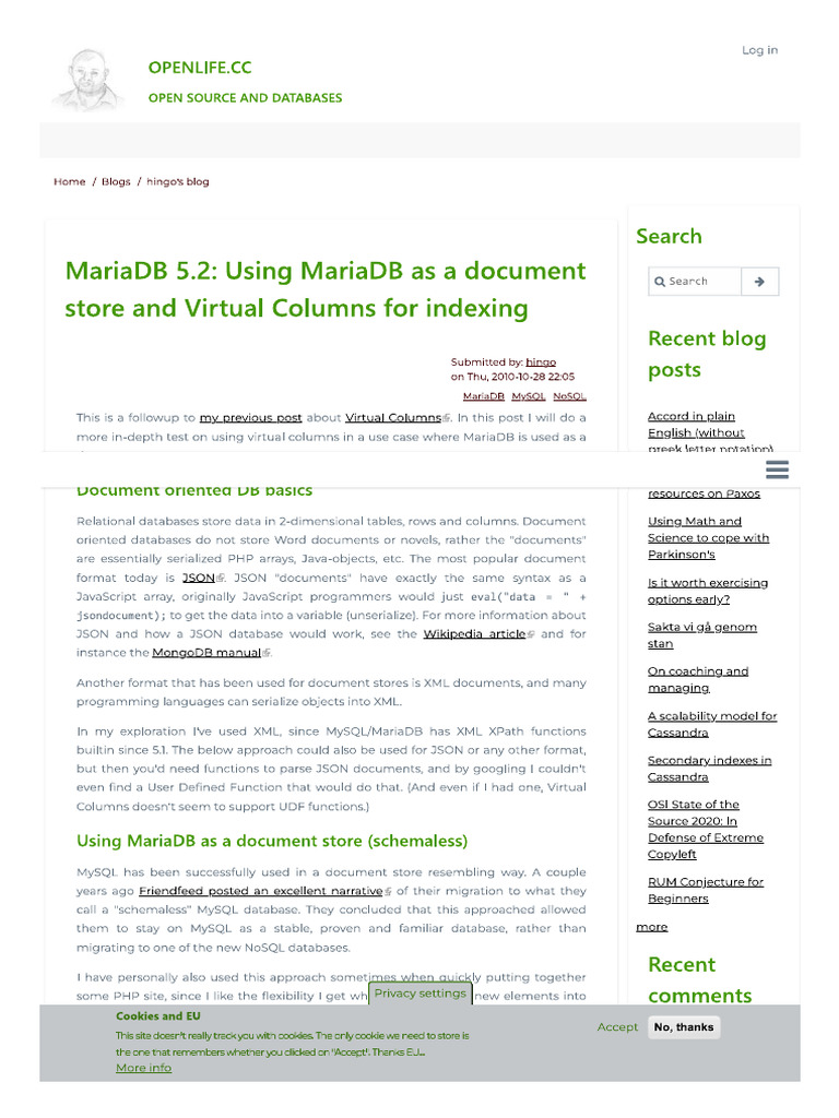 6 Document Oriented DB MariaDB | PDF