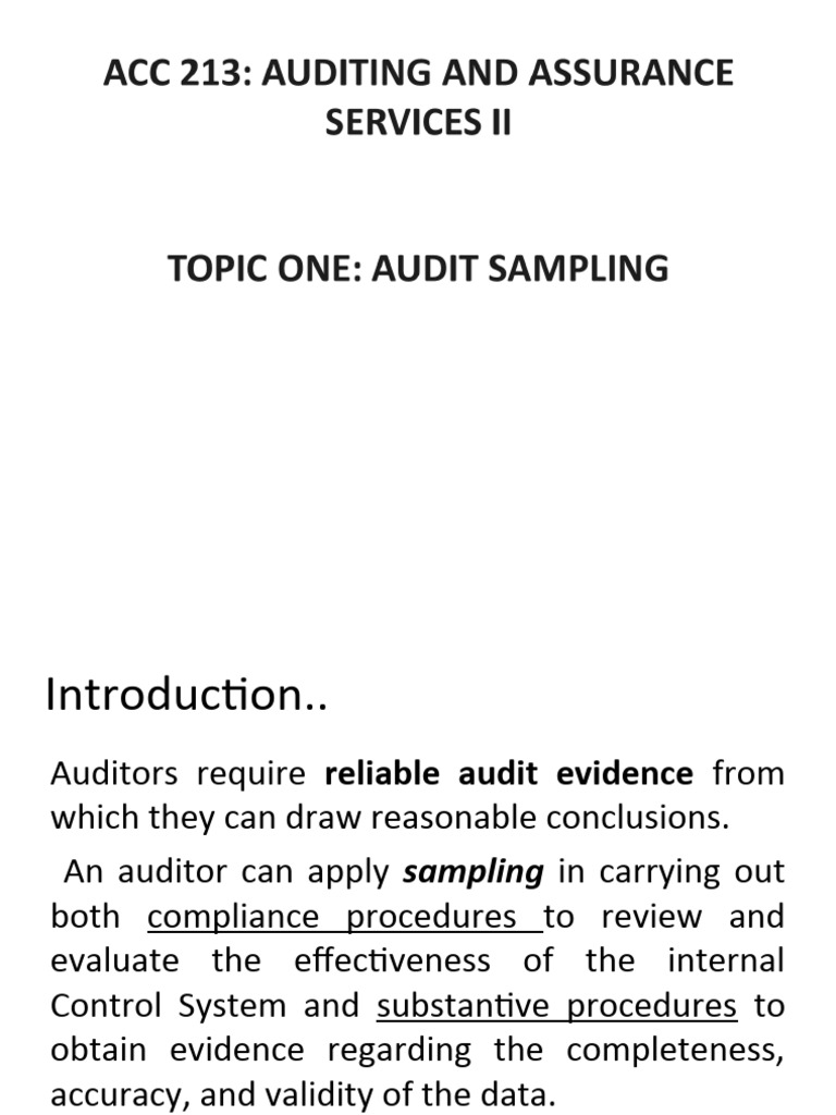 Topic 1 | PDF | Audit | Sampling (Statistics)