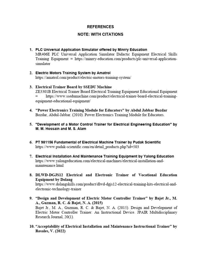 REFERENCES | PDF | Science | Electricity