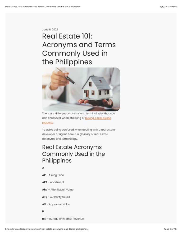 Real Estate Acronyms in the Philippines | PDF | Mortgage Loan ...