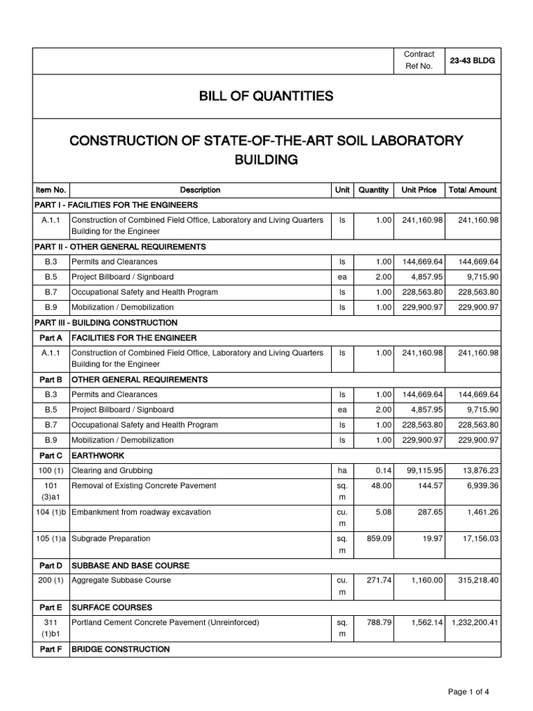 Bill of Quantities | PDF | Concrete | Plumbing