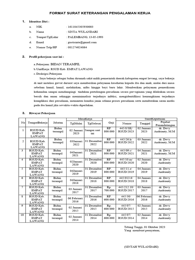 Sinta Format Formasi Umum + Bukti Pengalaman Kerja | PDF