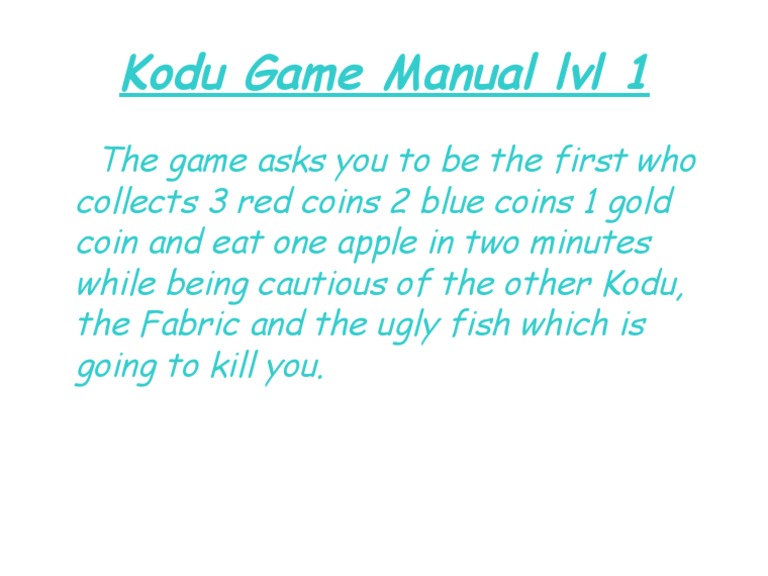 Kodu Game Manual Lvl 1 Pdf