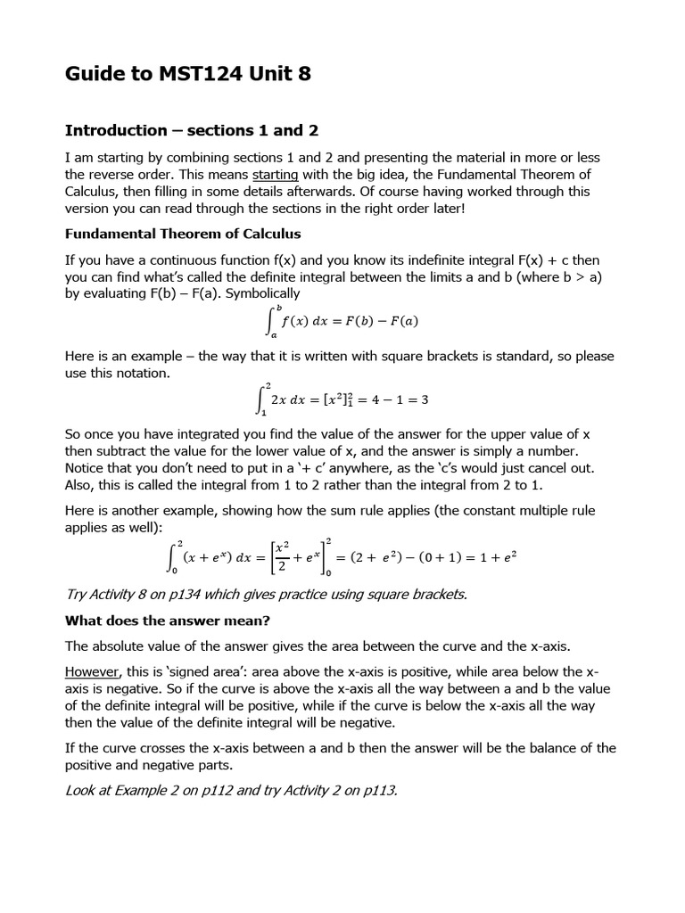 MST124 syllabus | PDF | Integral | Derivative