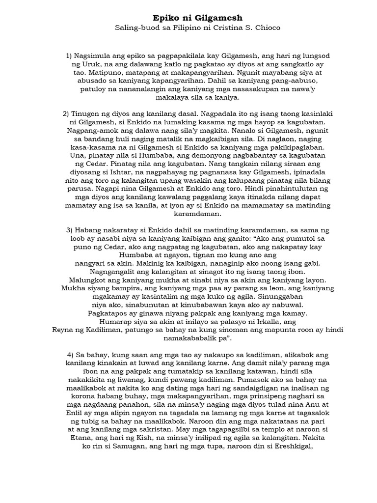 Epiko Ni Gilgamesh | PDF