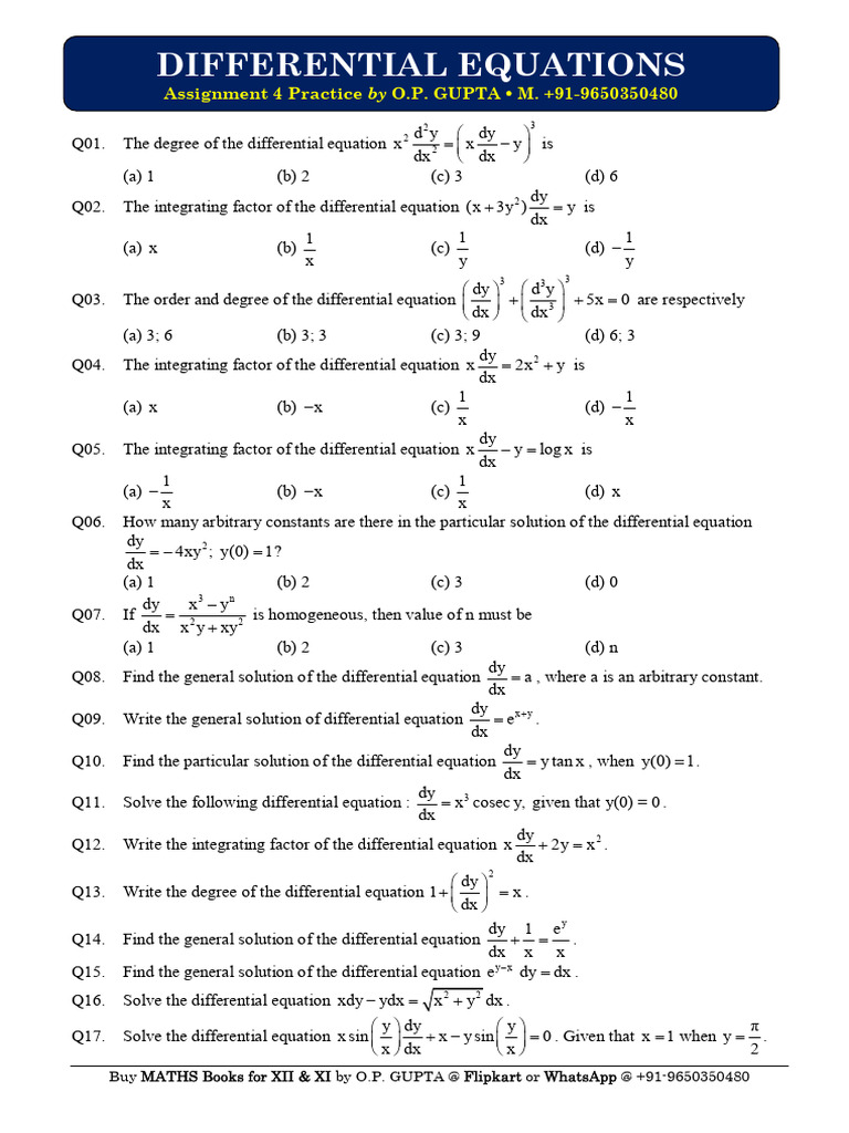A4P-Differential Equations | PDF | Ordinary Differential Equation ...