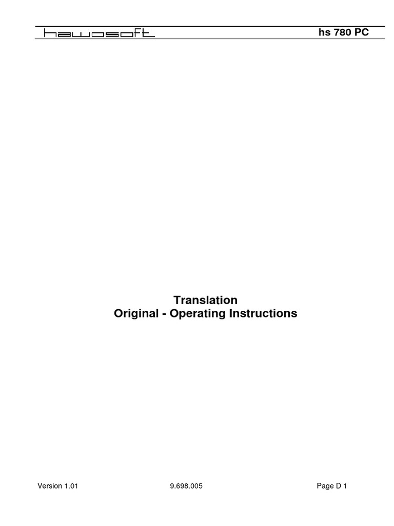 9.698.005 User Manual HAWO Hs 780 PC V 1.01 | PDF | Personal Computers ...