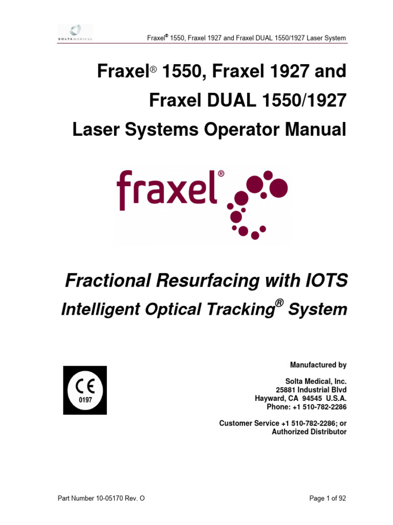 Fraxel Dual Laser Opreation Manual | PDF | Switch | Laser
