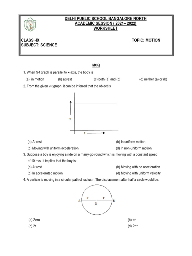 Motion Worksheet | PDF | Speed | Acceleration