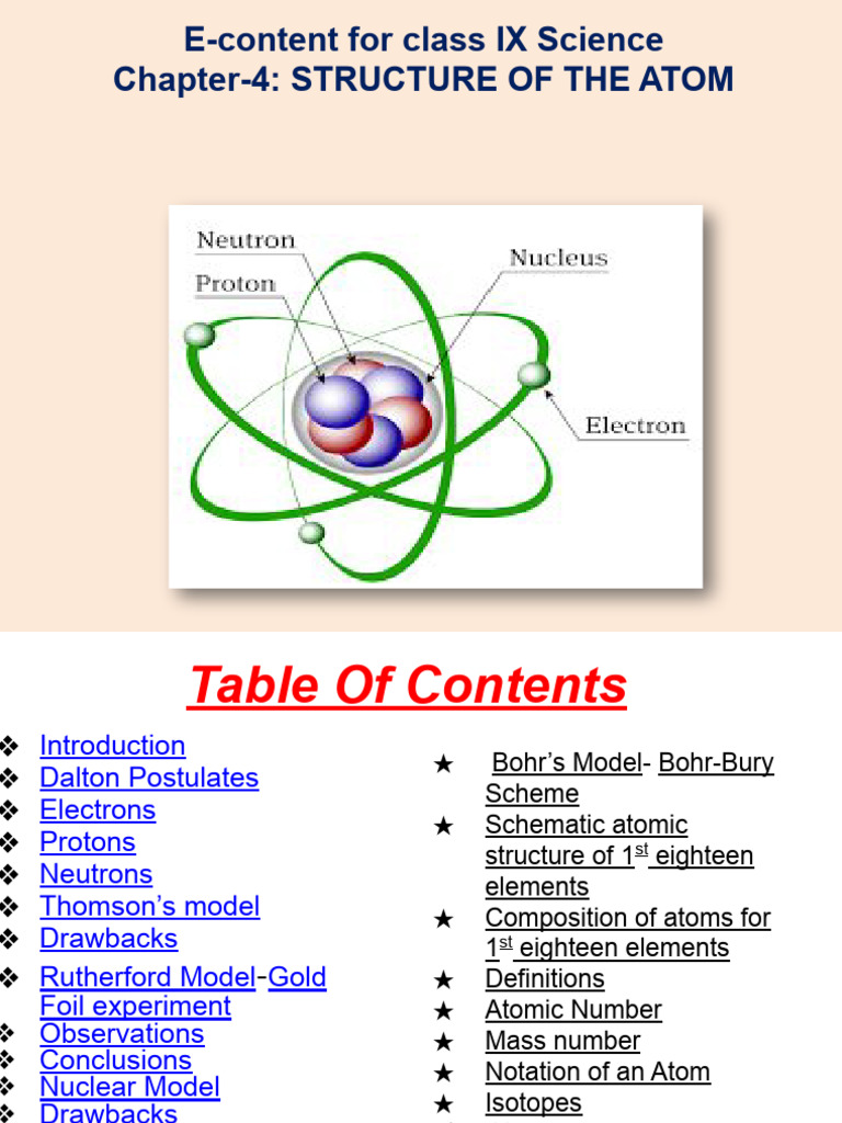 L-4 Structure of The Atom Notes | Download Free PDF | Atoms | Atomic ...