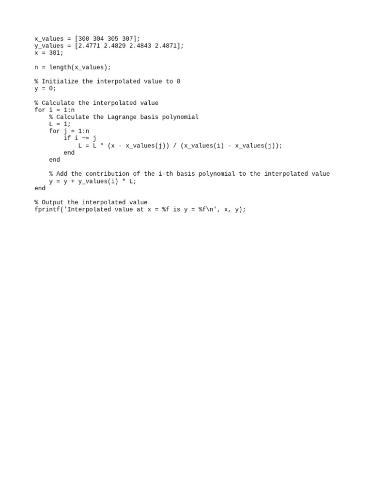 Lagranges Interpolation Formula | PDF