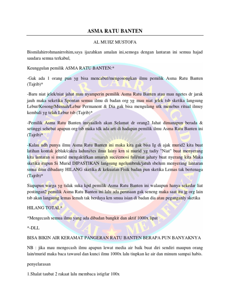 Asma Ratu Banten | PDF