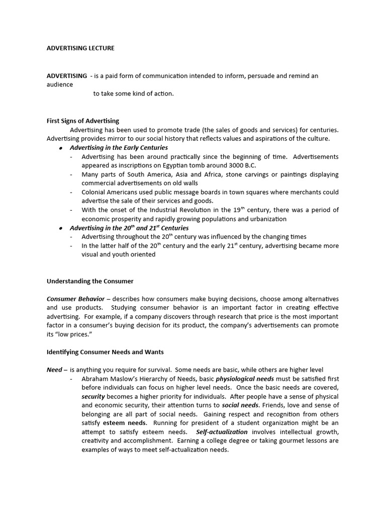 Advertising Lecture Pdf Advertising Online Advertising
