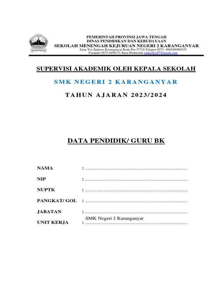 Instrumen Supervisi Kelas - PKG - Guru - BK 2023 2024 | PDF