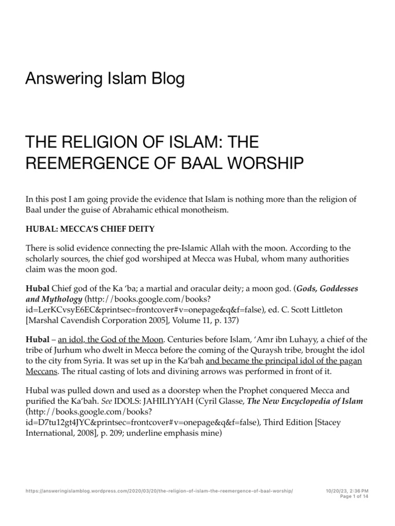 THE RELIGION OF ISLAM - THE REEMERGENCE OF BAAL WORSHIP - Answering ...