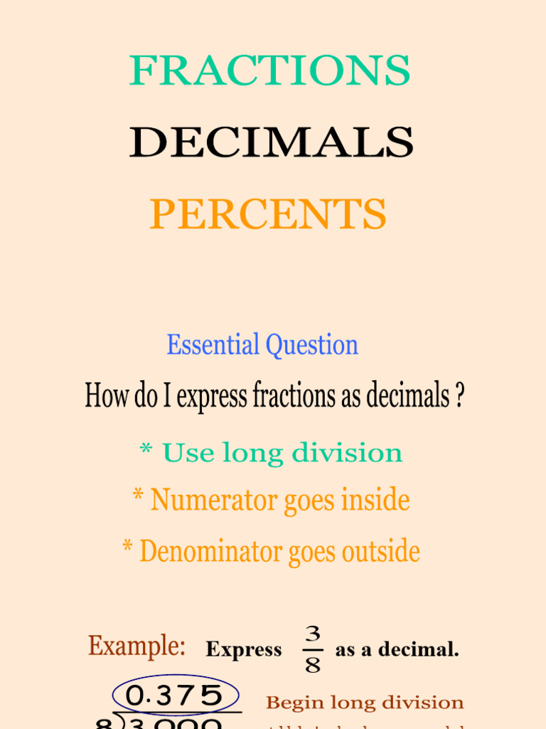 Fraction, Decimal and Percent | PDF | Decimal | Arithmetic
