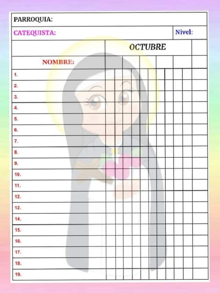 Listas de Asistencia Catequesis Infantil | PDF