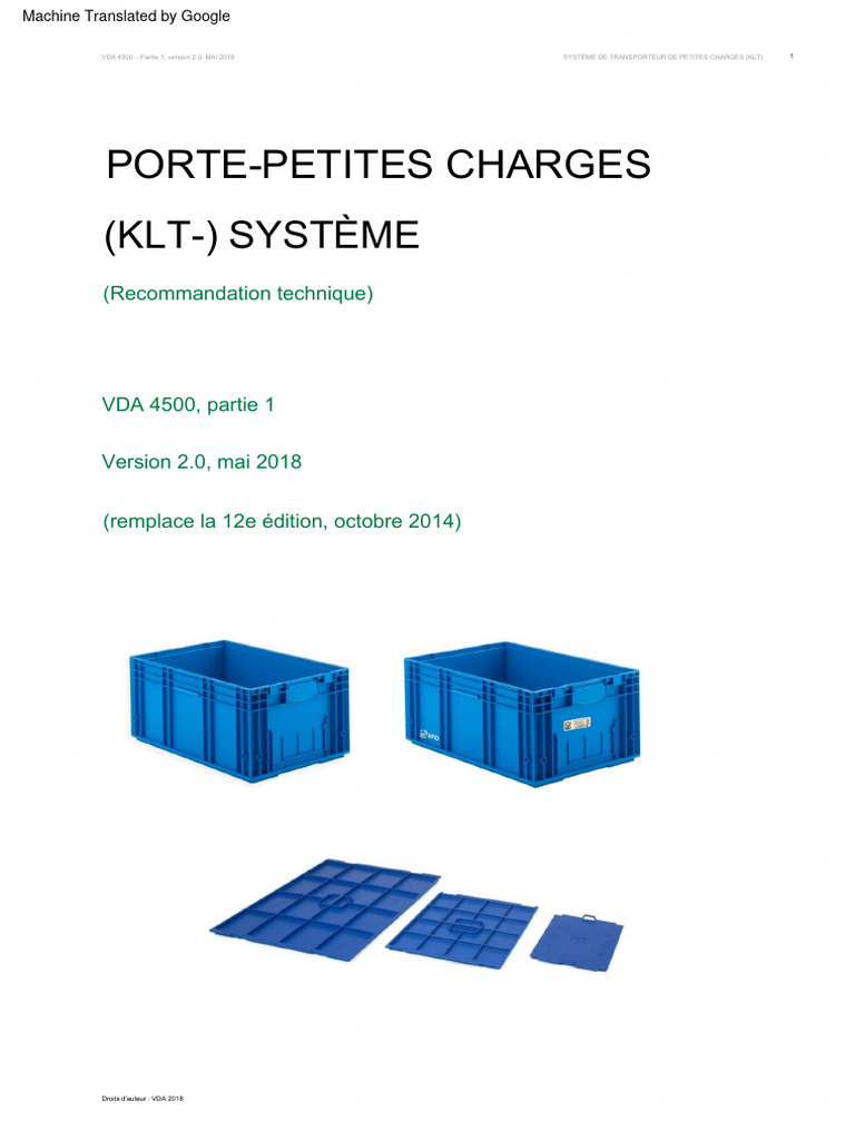 Système VDA 4500 KLT : Guide 2018 | PDF | Chariot élévateur | Économie