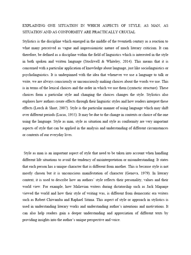 Aspects of Style in Stylistics Analysis | PDF | Linguistics | Context ...