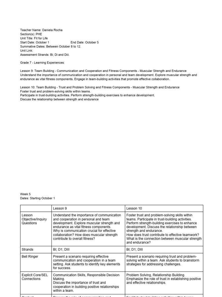 Lesson Plan 9 and 10 - Week 5 - 1 October - G7 | Download Free PDF ...