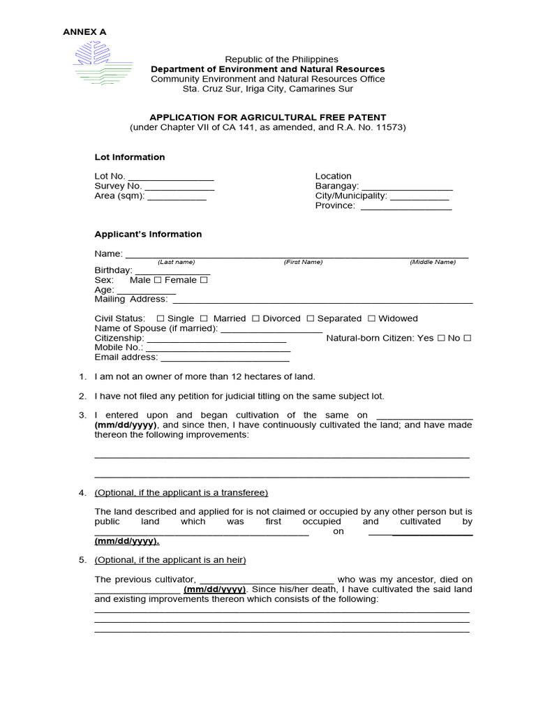 Annex A. Application Form Final 01312022 | PDF | Affidavit | Perjury