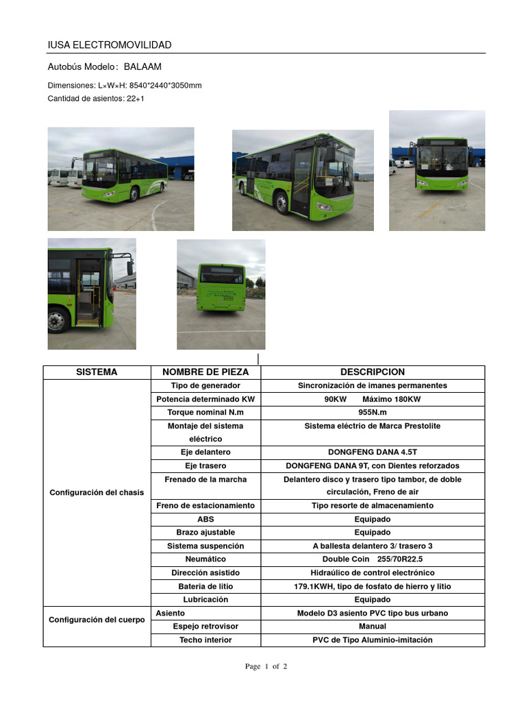 BALAAM Ficha Tecnica-2 | PDF | Autobús | Transporte privado