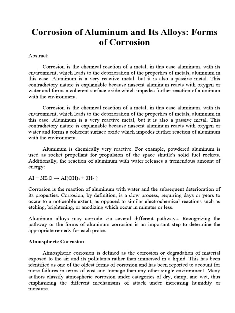 Corrosion of Aluminum and Its Alloys | PDF | Corrosion | Aluminium