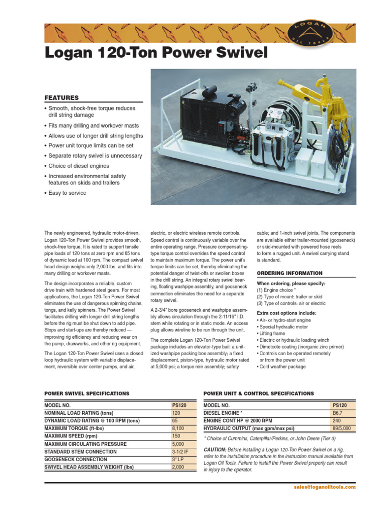 Logan 120-Ton Power Swivel - Logan Oil Tools | PDF | Trailer (Vehicle ...