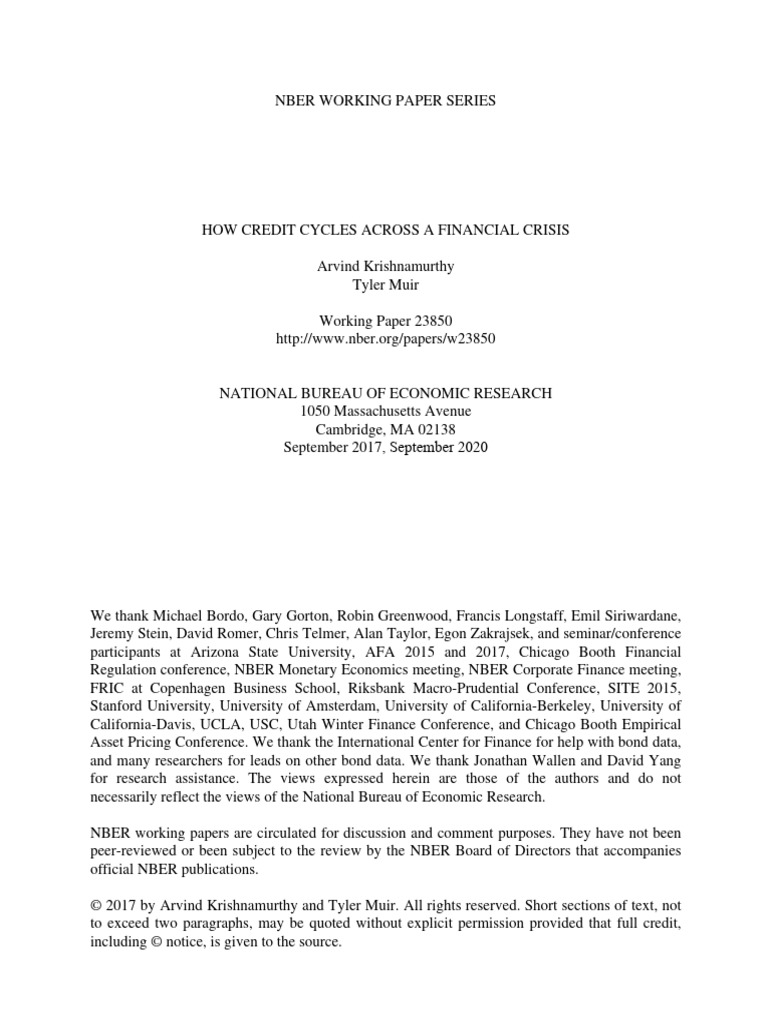 How Credit Cycles Across A Financial Crisis | PDF | Economic Growth ...
