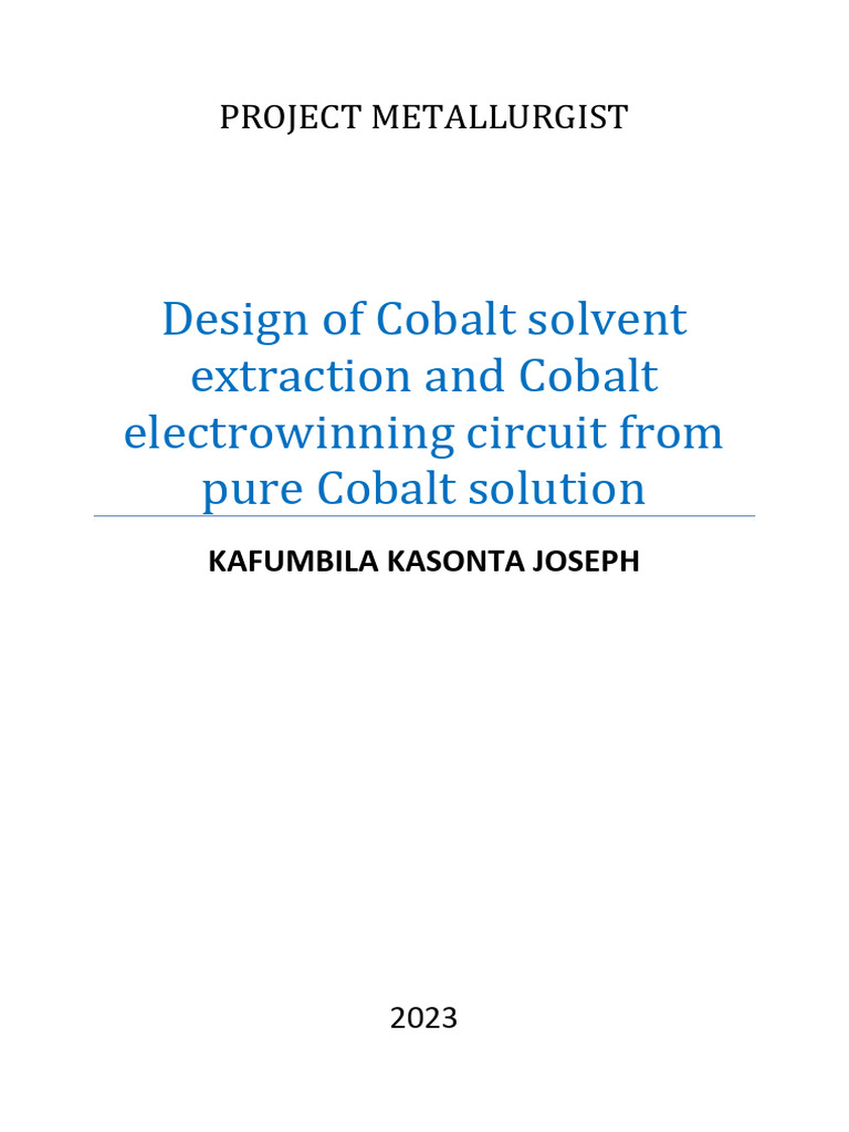 Design of Cobalt Solvent Extraction and Cobalt Electrowinning Circuit ...
