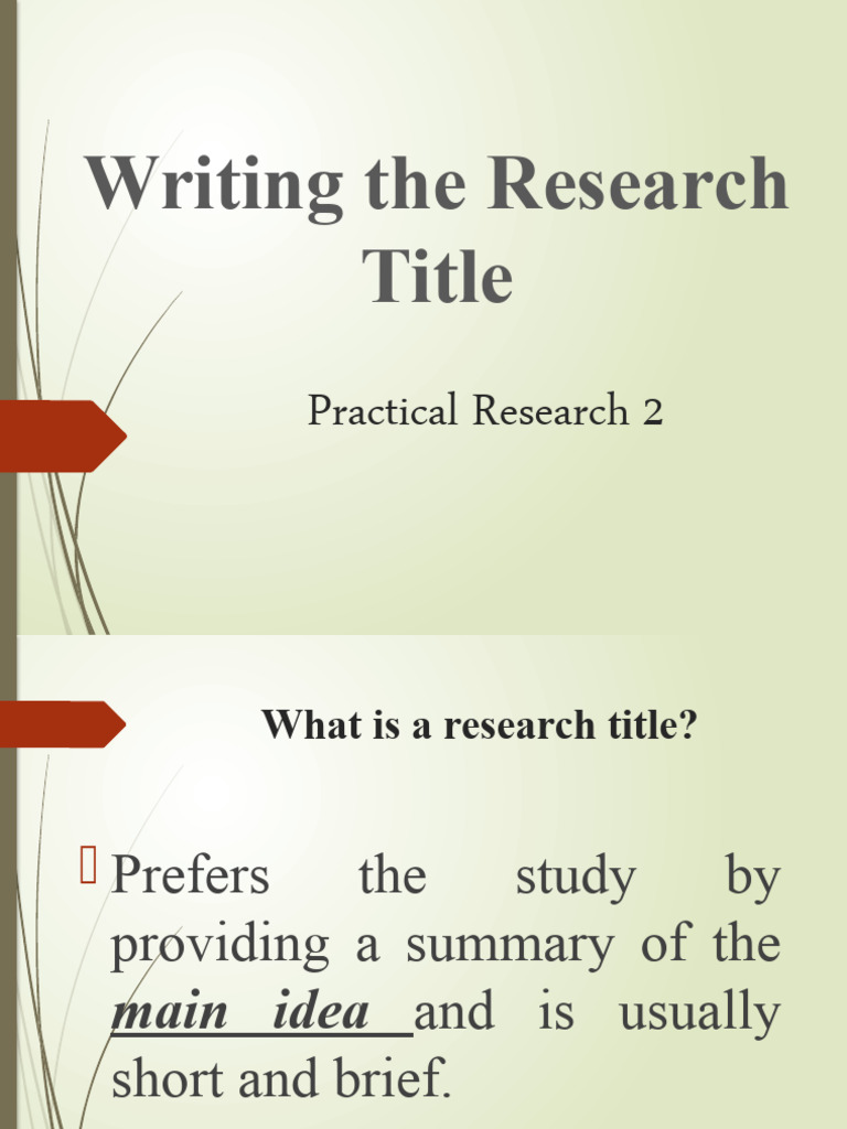 Writing The Research Title | PDF | Quantitative Research | Statistics