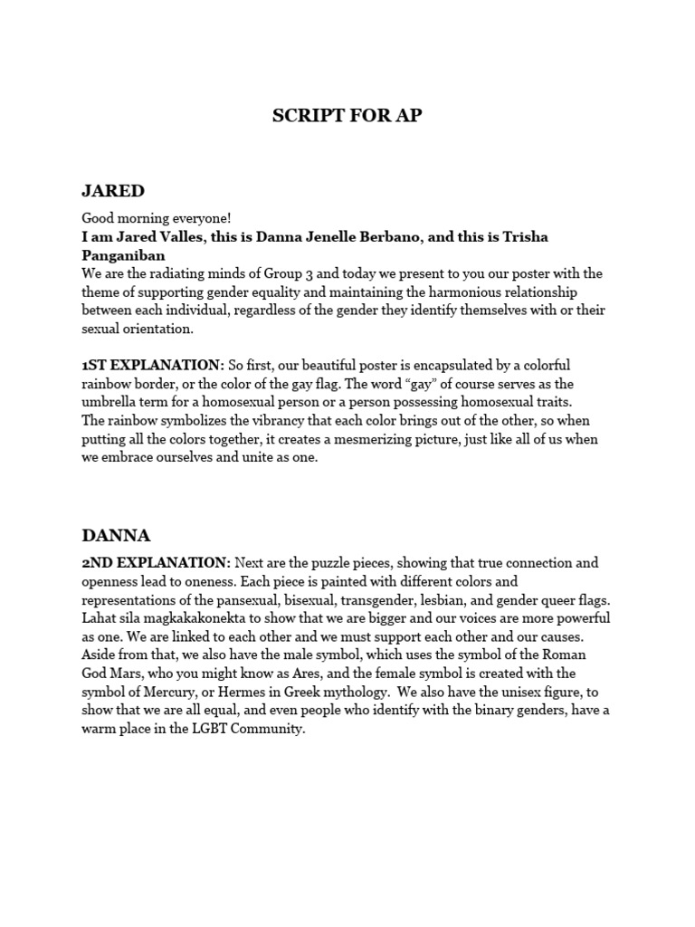 Script For Presentation in AP - Gender Discrimination | PDF | Gender ...