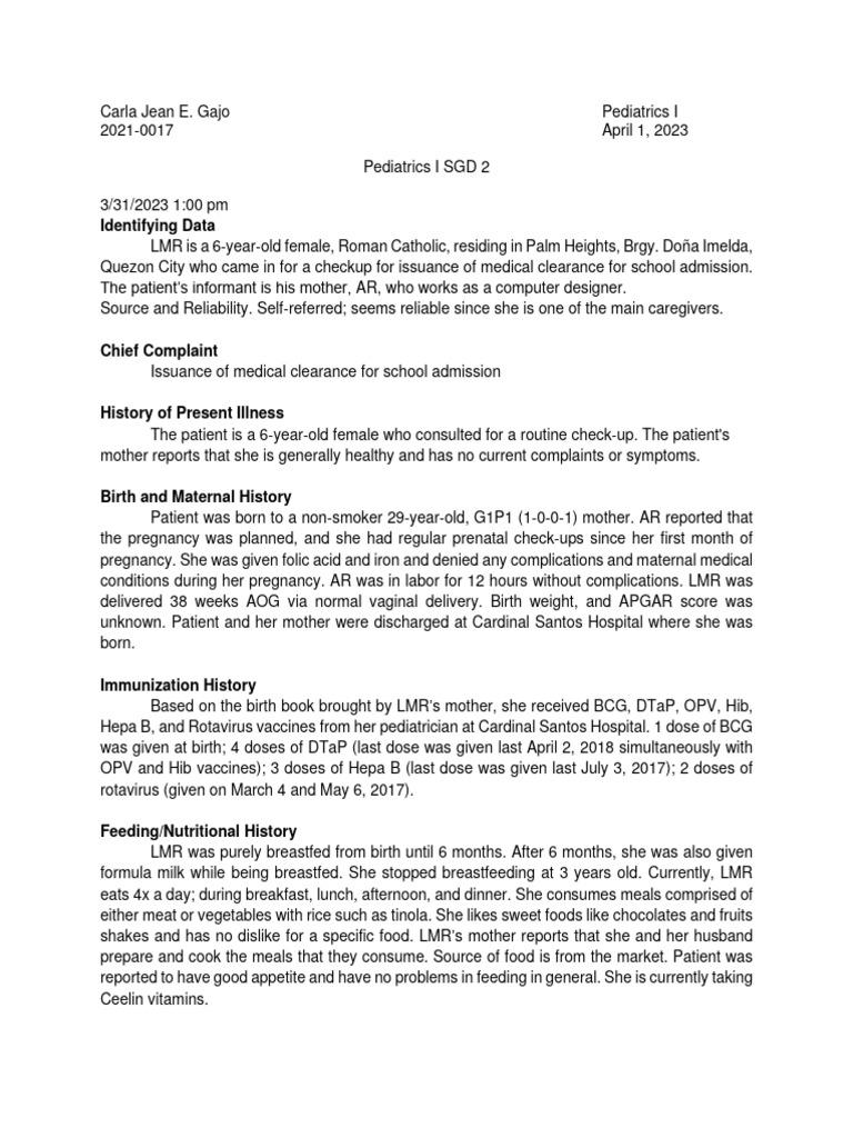 Pedia 1 SGD | Download Free PDF | Thorax | Breastfeeding