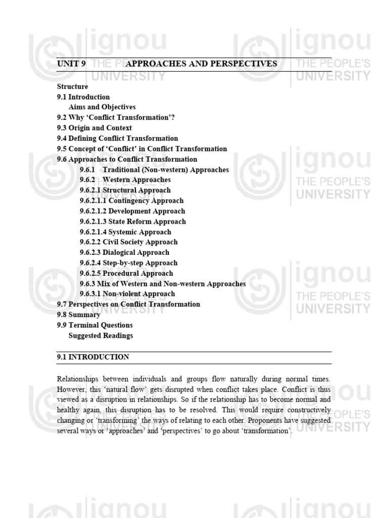 Conflict Transformation Approaches | PDF | Peacebuilding | Conflict ...