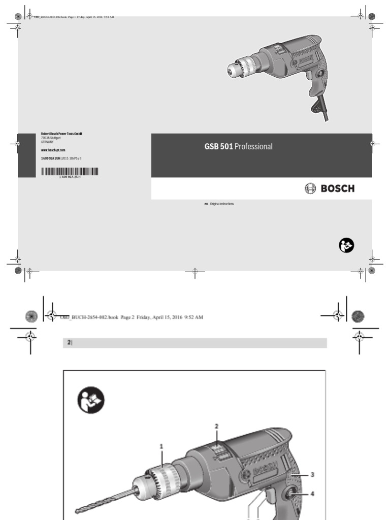 Bosch GSB 501 Datasheet | PDF | Ac Power Plugs And Sockets | Drill