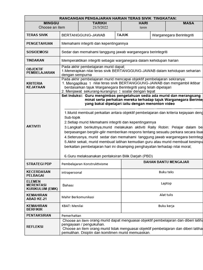 Warganegara Berintegriti | PDF