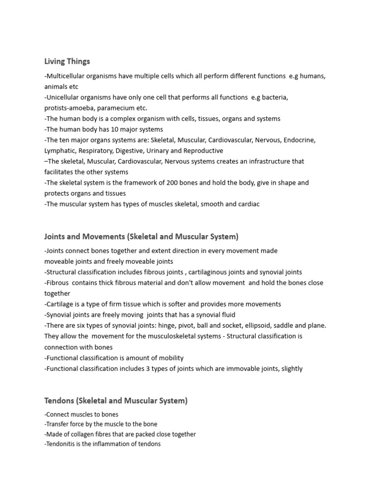 Science Notes - Body Systems | PDF | Respiratory Tract | Lung