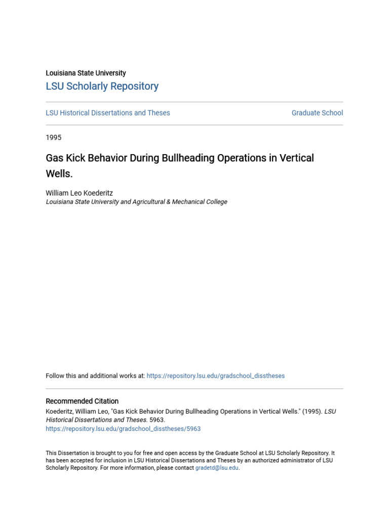 Gas Kick Behavior During Bullheading Operations in Vertical Wells ...
