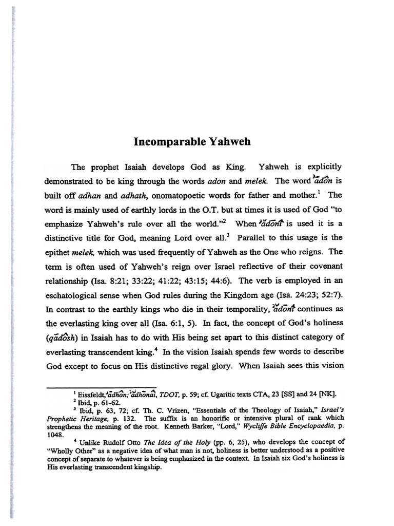 Incomparable Yahwe | PDF | Yahweh | Book Of Isaiah