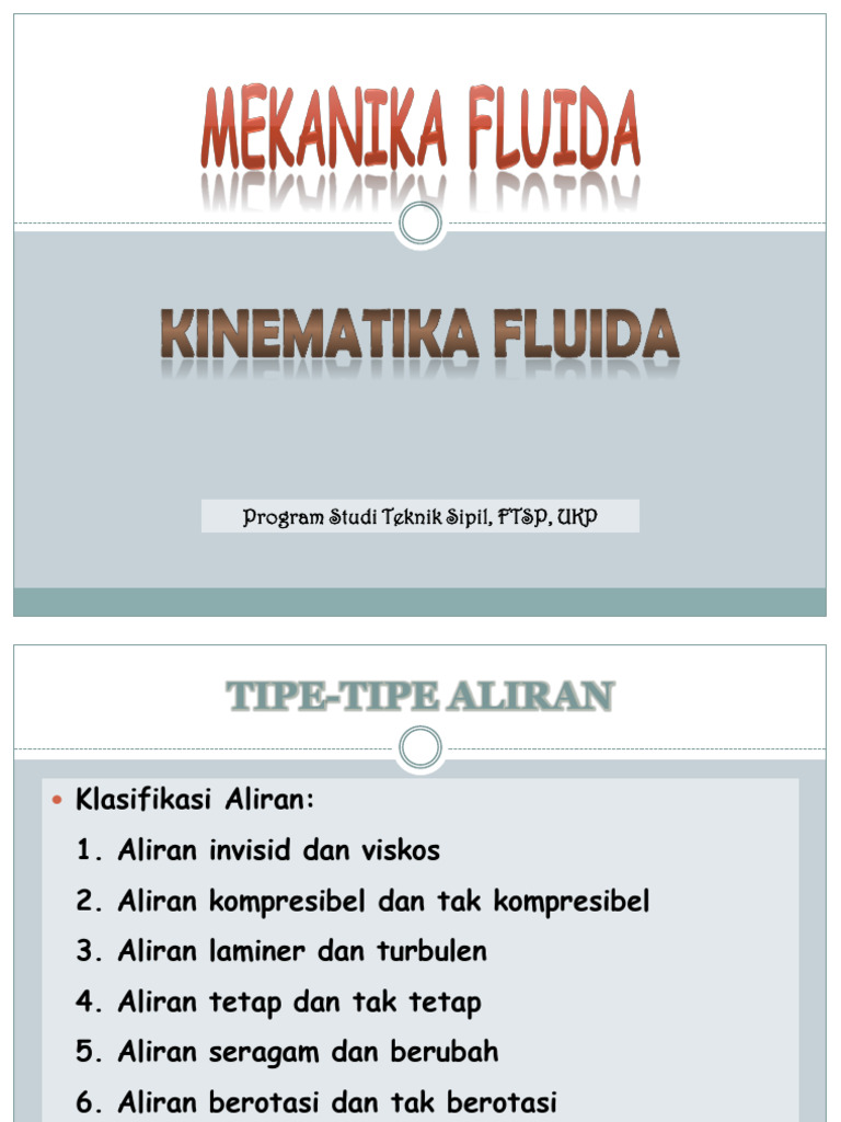 03-Kinematika Fluida | PDF | Metode & Bahan Ajar | Sains & Matematika