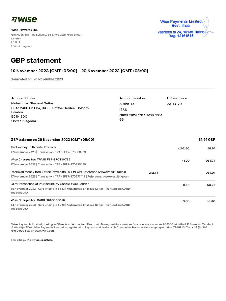 GBP Bank Statement | PDF