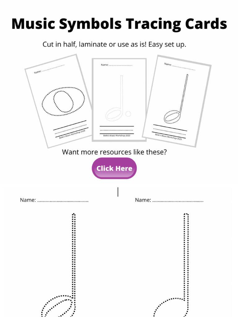 Music Symbols Tracing Cards | PDF