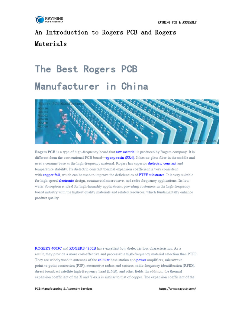An Introduction to Rogers PCB and Rogers Materials | PDF | Printed ...