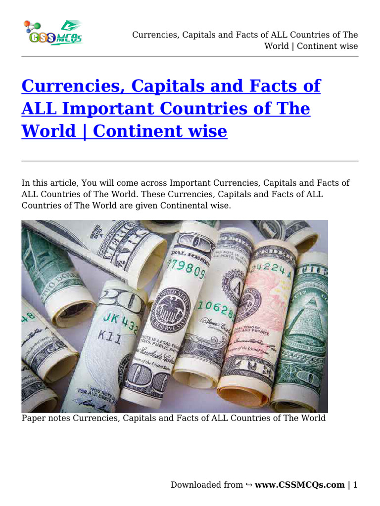 Currencies, Capitals and Facts of ALL Countries of The World ...