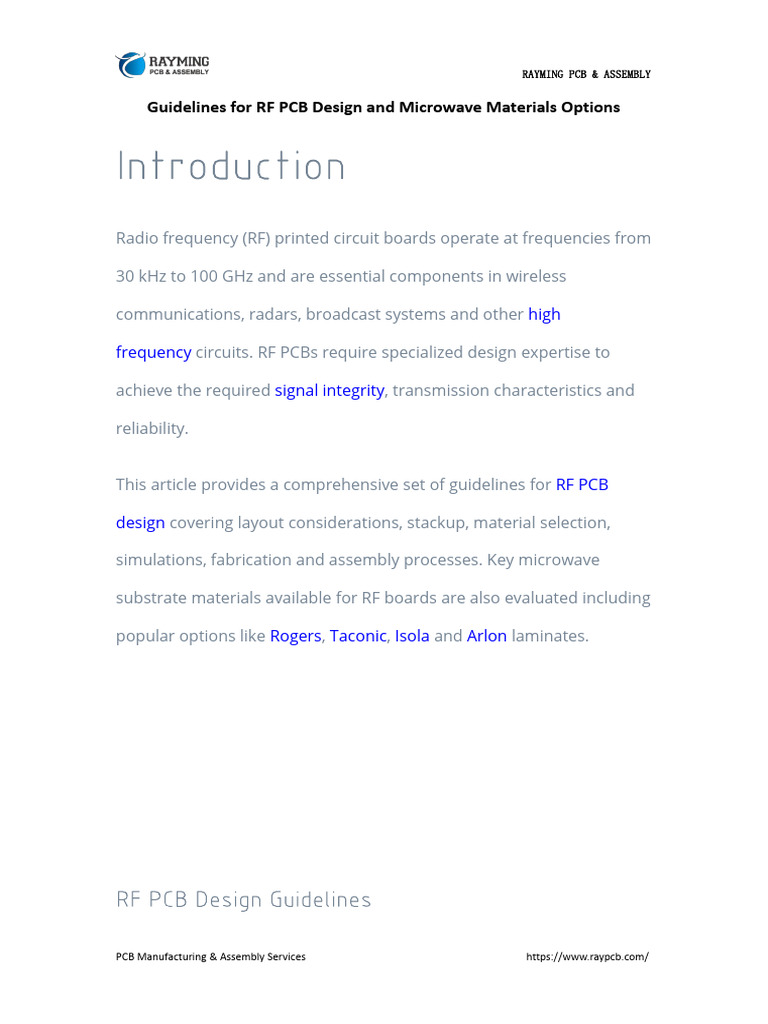 Guidelines for RF PCB Design and Microwave Materials Options | PDF ...